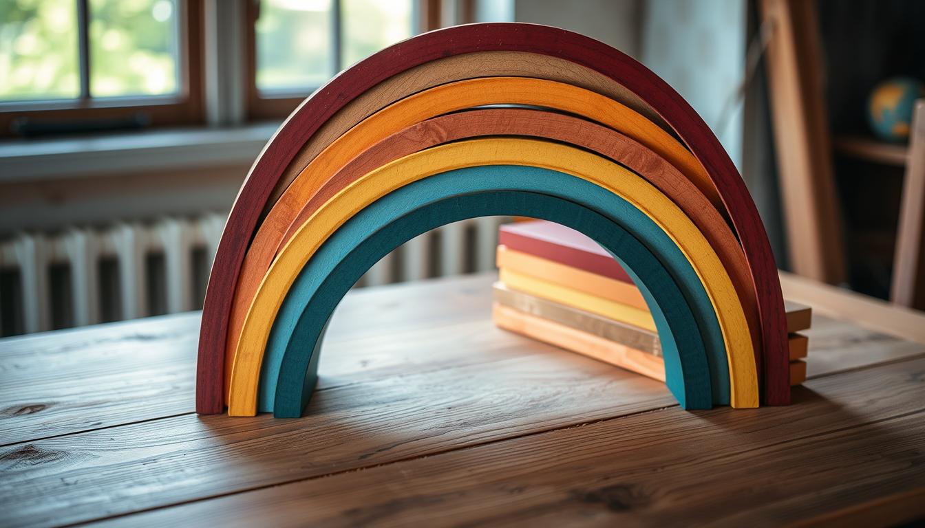 How to Make a Beautiful Wooden Rainbow Stacker DIY